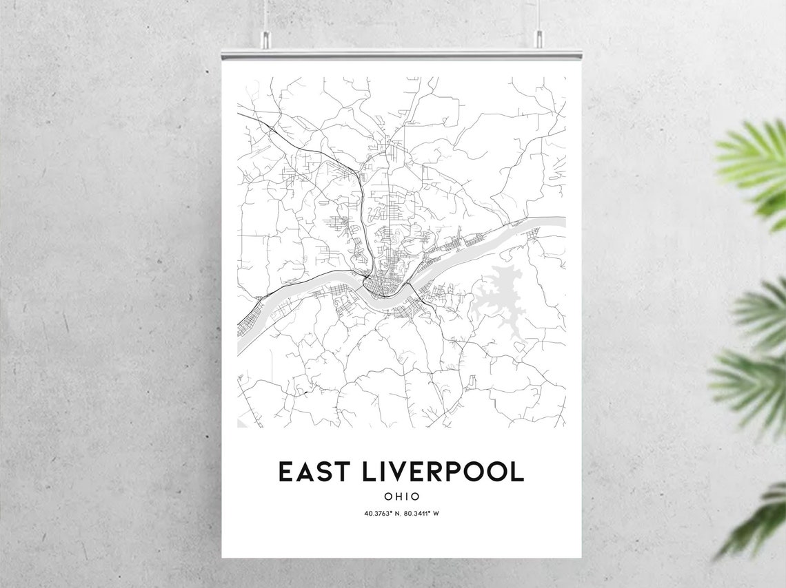 East Liverpool Map Print East Liverpool Map Poster Wall Art | Etsy