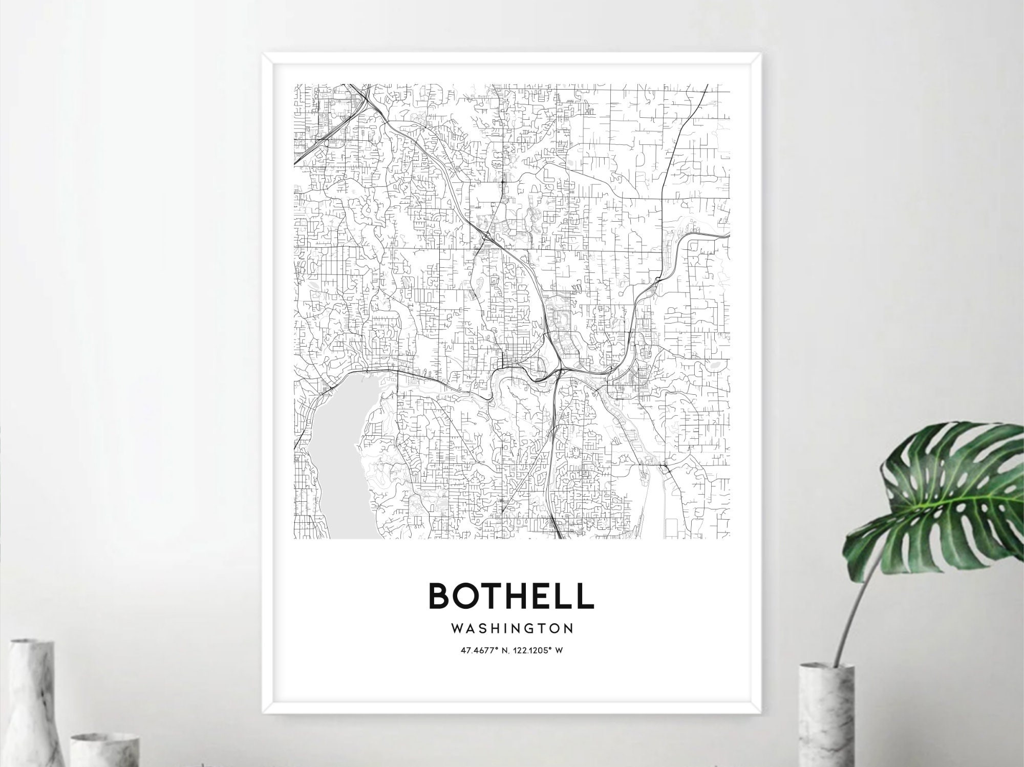Bothell Map Print Bothell Map Poster Wall Art Wa City Map - Etsy