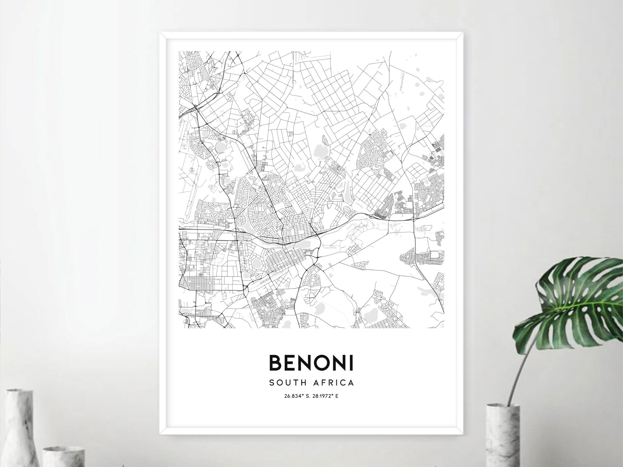Benoni Map Print Benoni Map Poster Wall Art Benoni City Map | Etsy
