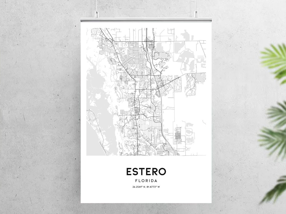 Estero Map Print Estero Map Poster Wall Art Fl City Map | Etsy