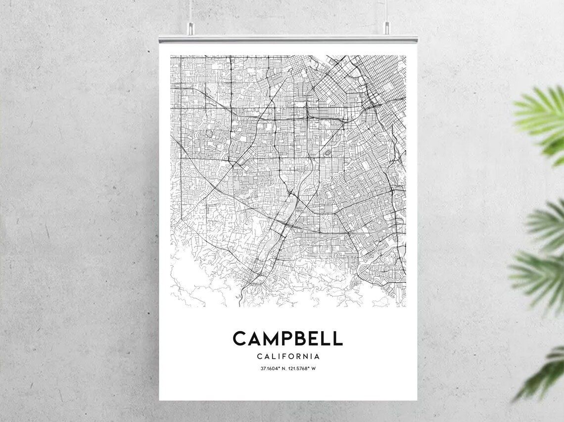Campbell Map Print Campbell Map Poster Wall Art Ca City | Etsy