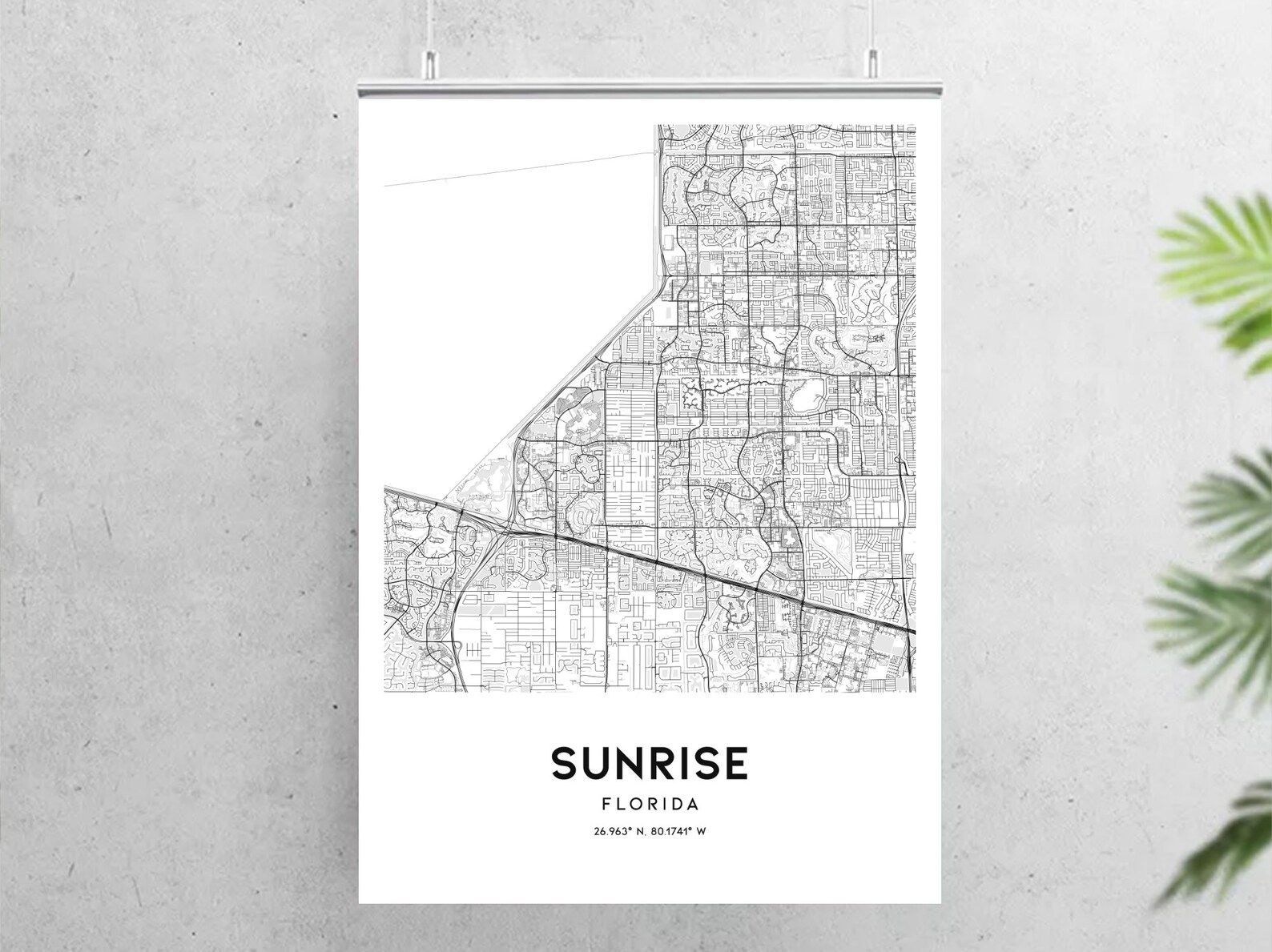 Sunrise Map Print Sunrise Map Poster Wall Art Fl City Map | Etsy