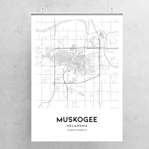 Muskogee Map Print Muskogee Map Poster Wall Art Ok City Map | Etsy