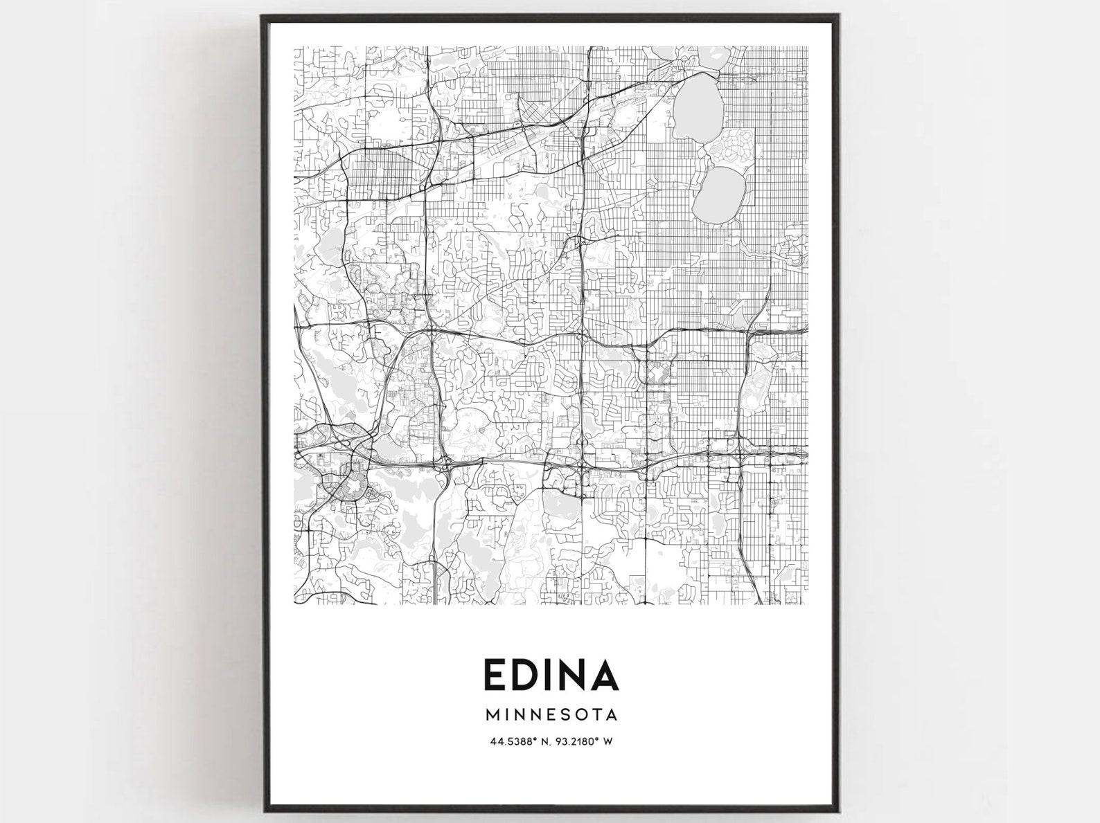 Edina Map Print Edina Map Poster Wall Art Mn City Map | Etsy