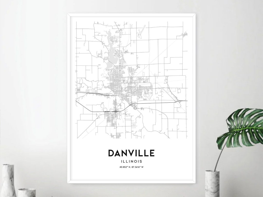 Danville Map Print Danville Map Poster Wall Art Il City Map - Etsy