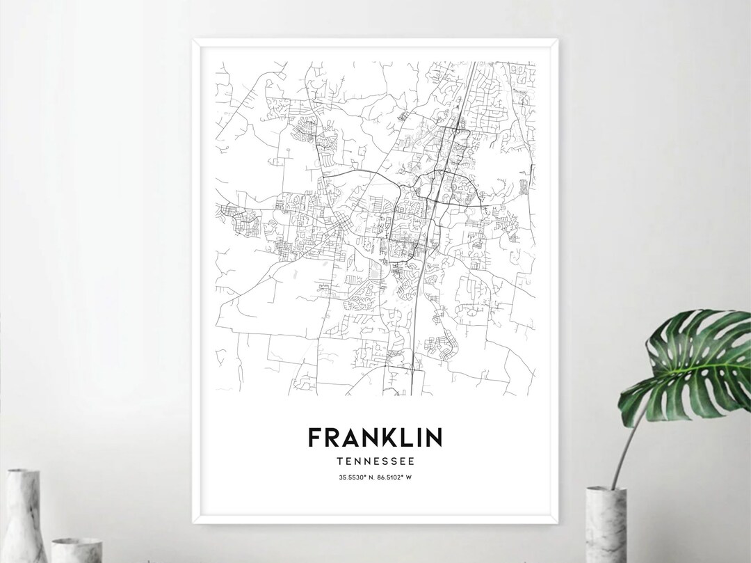 Franklin Map Print, Franklin Map Poster Wall Art, Tn City Map ...