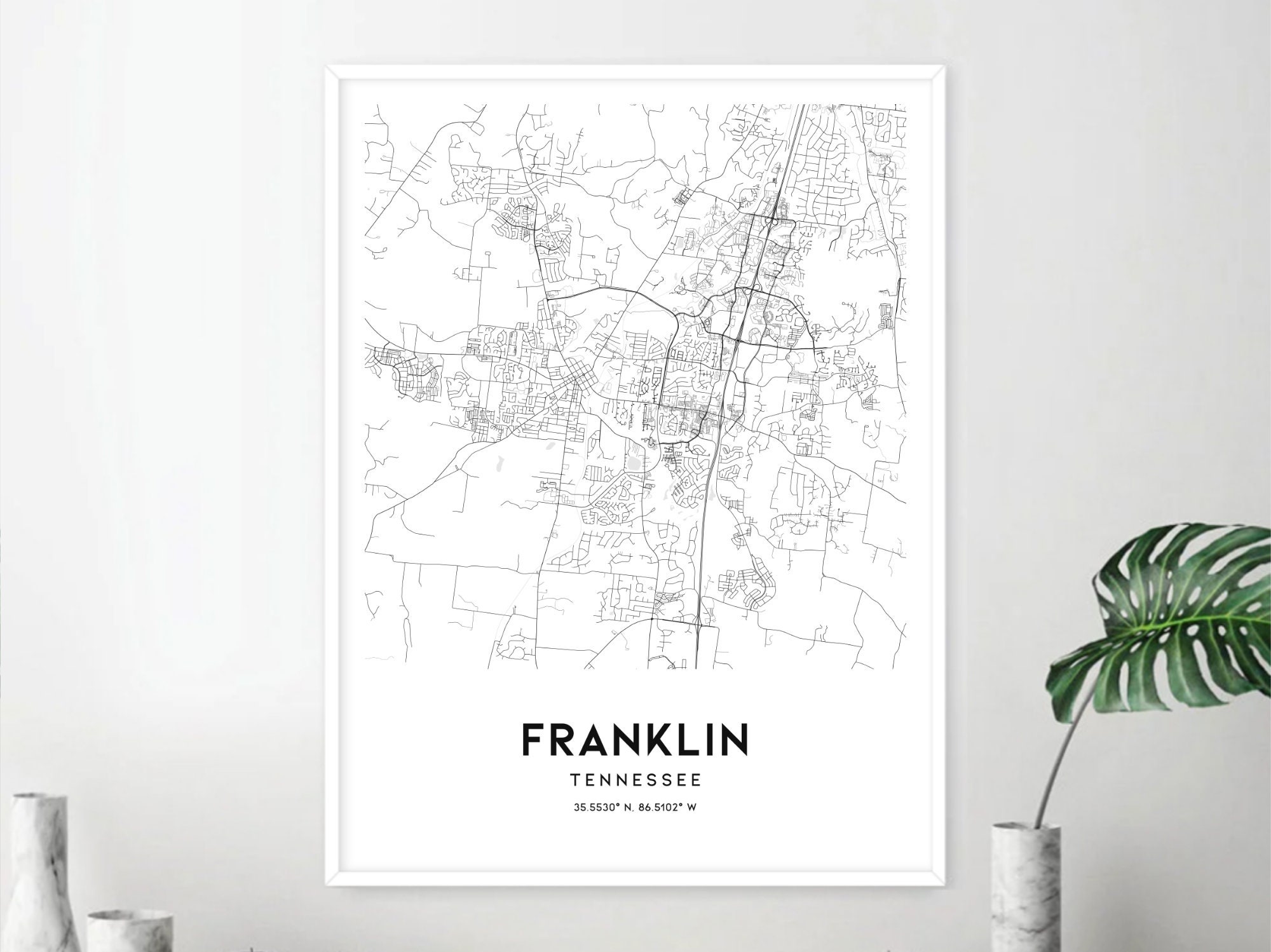 Franklin Map Print, Franklin Map Poster Wall Art, Tn City Map ...