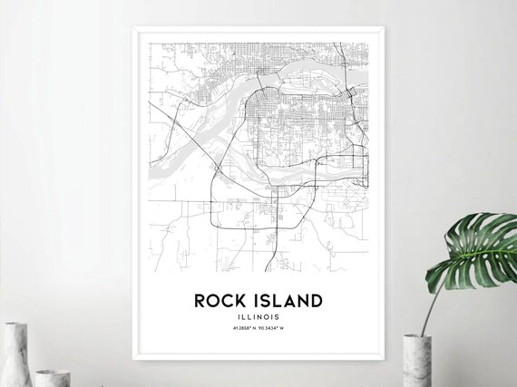 Rock Island Map Print Rock Island Map Poster Wall Art Il - Etsy