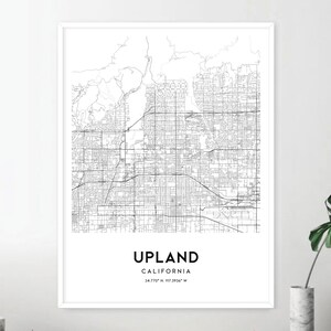Upland Map Print, Upland Map Poster Wall Art, Ca City Map, California ...