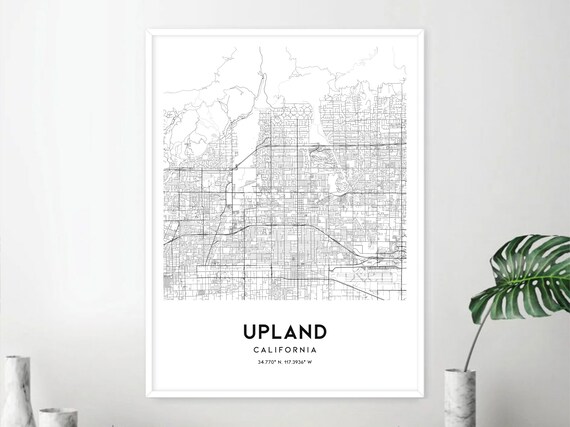 Upland Map Print Upland Map Poster Wall Art Ca City Map | Etsy