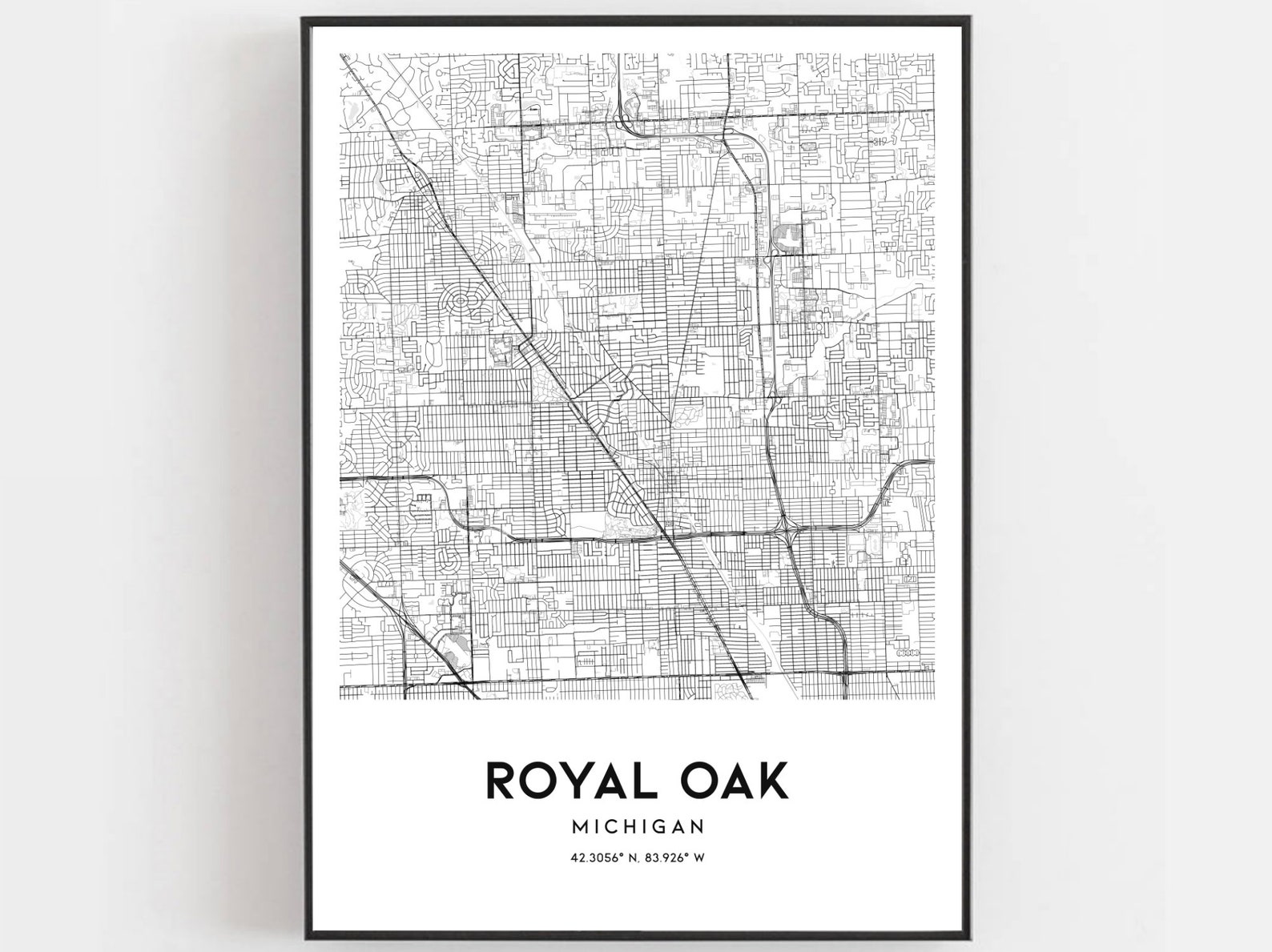 Royal Oak Map Print Royal Oak Map Poster Wall Art Mi City | Etsy