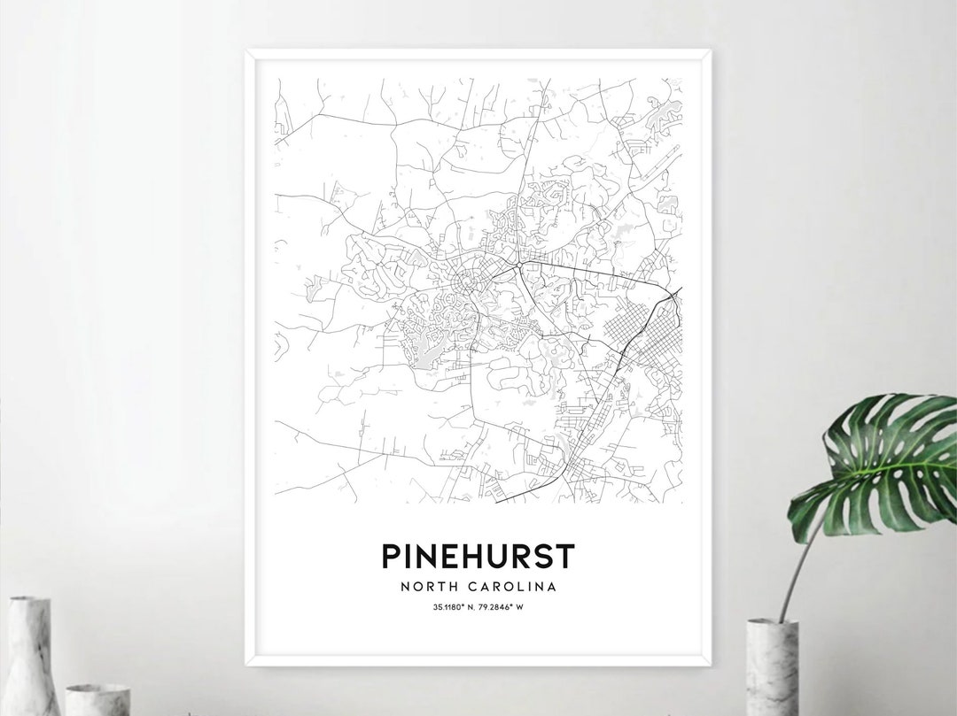 Pinehurst Map Print, Pinehurst Map Poster Wall Art, Nc City Map, North ...