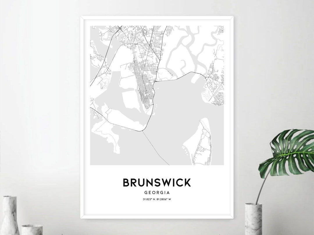 Brunswick Map Print, Brunswick Map Poster Wall Art, Ga City Map ...