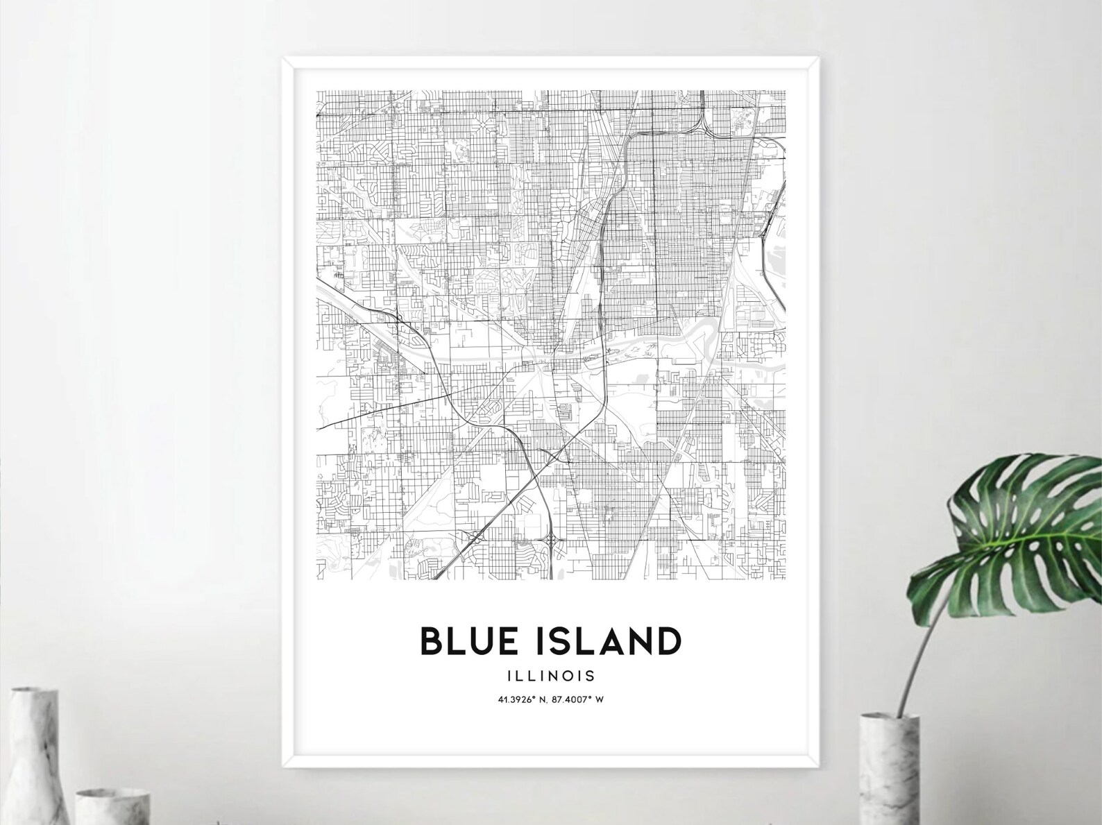 Blue Island Map Print, Blue Island Map Poster Wall Art, Il City Map ...