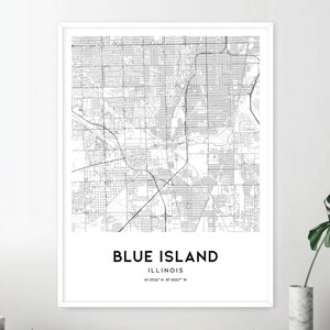 Blue Island Map Print, Blue Island Map Poster Wall Art, Il City Map ...