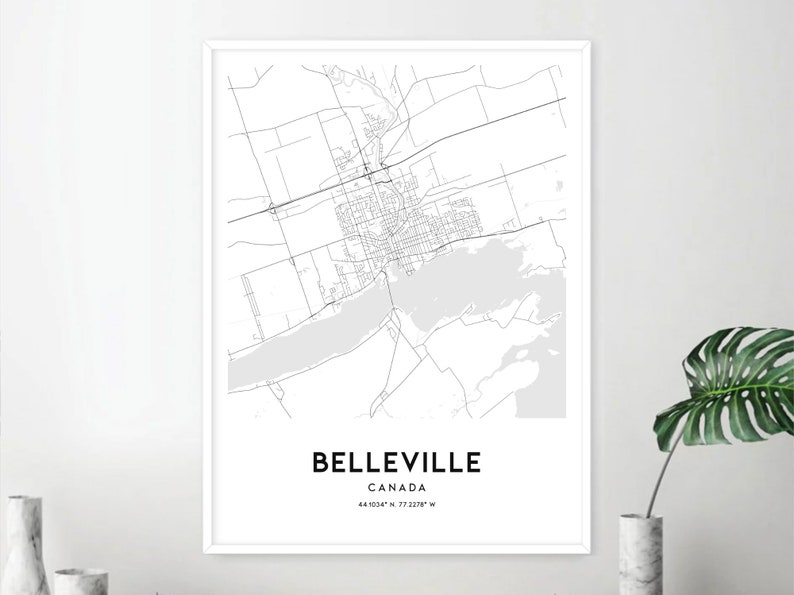 Belleville Map Print, Belleville Map Poster Wall Art, Belleville City ...