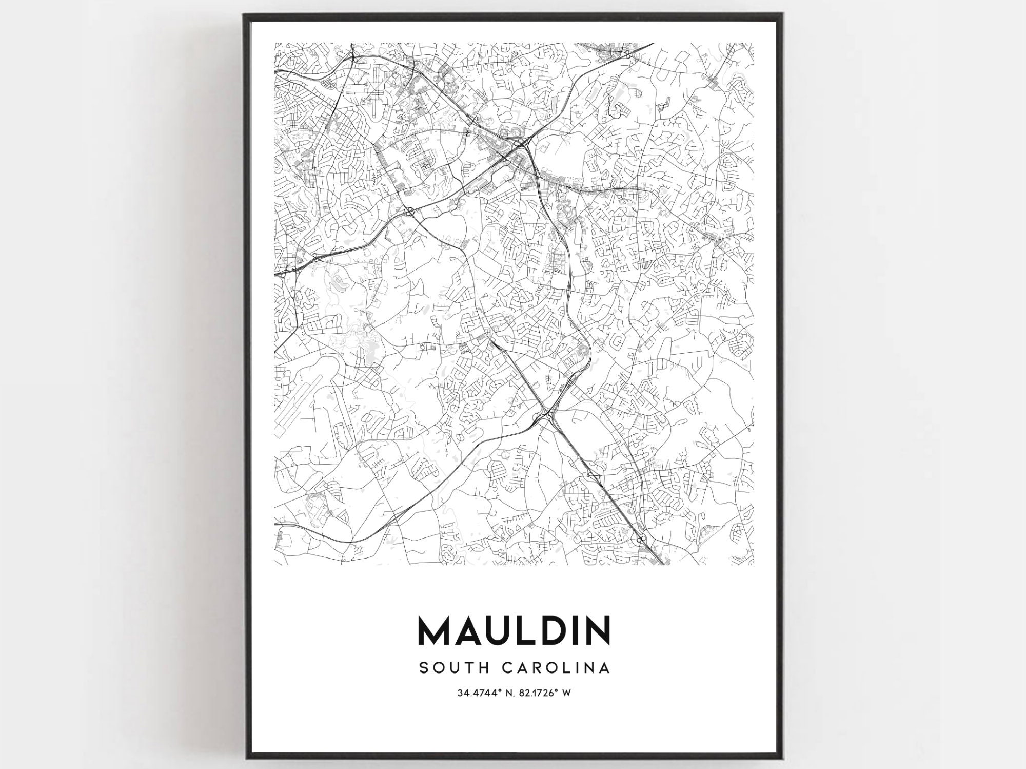 Mauldin Map Print Mauldin Map Poster Wall Art Sc City Map | Etsy