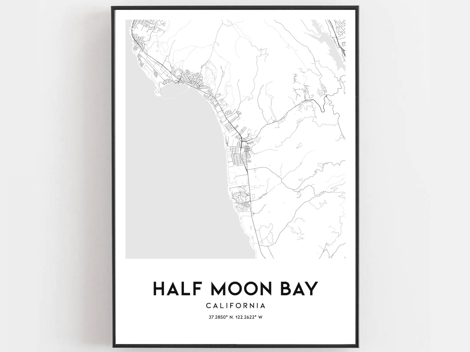 Half Moon Bay Map Print Half Moon Bay Map Poster Wall Art Ca | Etsy