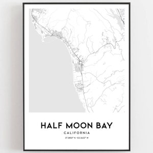 Half Moon Bay Map Print Half Moon Bay Map Poster Wall Art Ca | Etsy