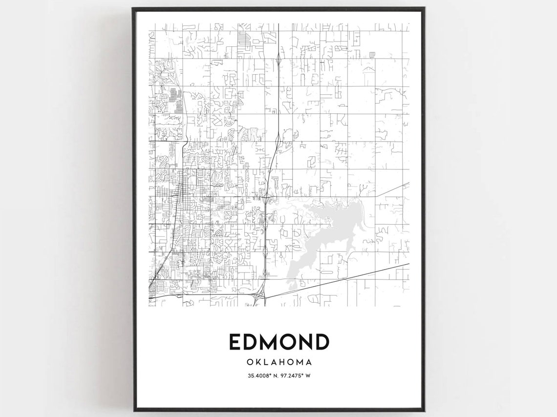 Edmond Map Print Edmond Map Poster Wall Art Ok City Map | Etsy