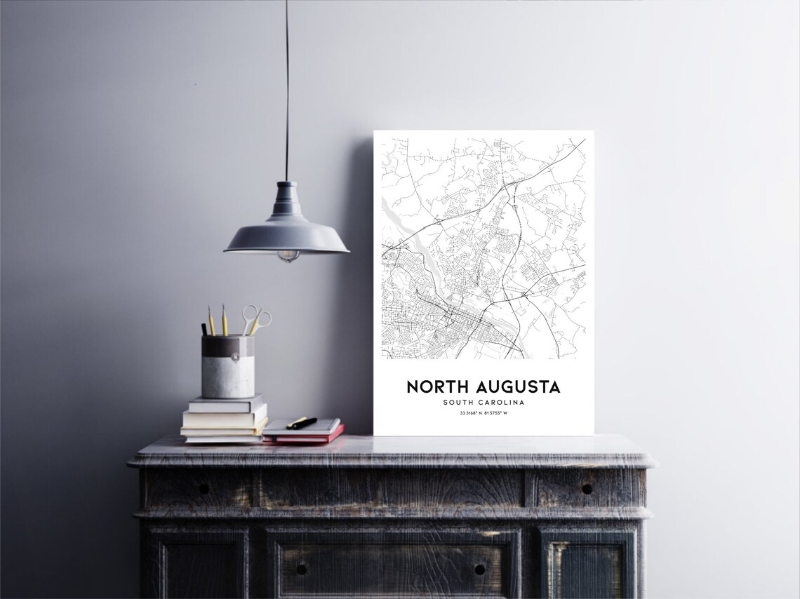 North Augusta Map Print, North Augusta Map Poster Wall Art, Sc City Map ...
