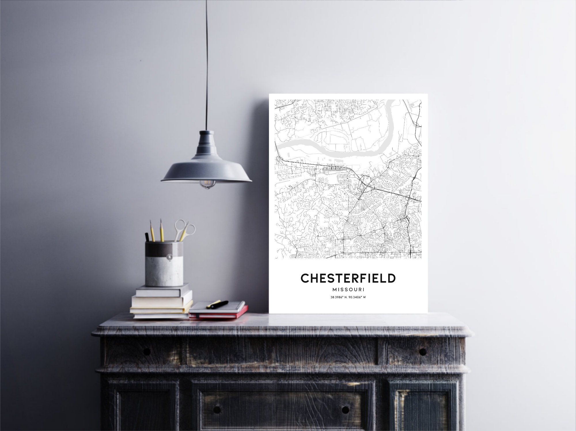 Chesterfield Map Print Chesterfield Map Poster Wall Art Mo - Etsy