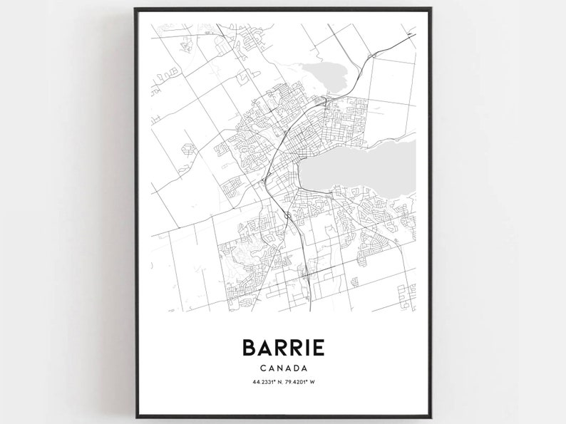 Barrie Map Print Barrie Map Poster Wall Art Barrie City Map | Etsy