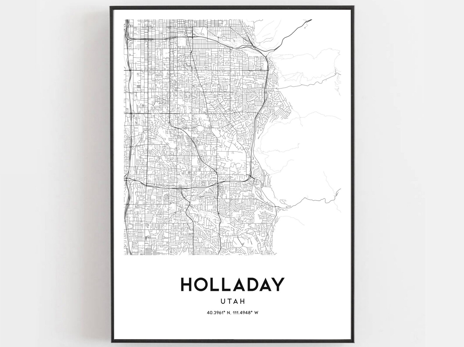 Holladay Map Print Holladay Map Poster Wall Art Ut City Map | Etsy