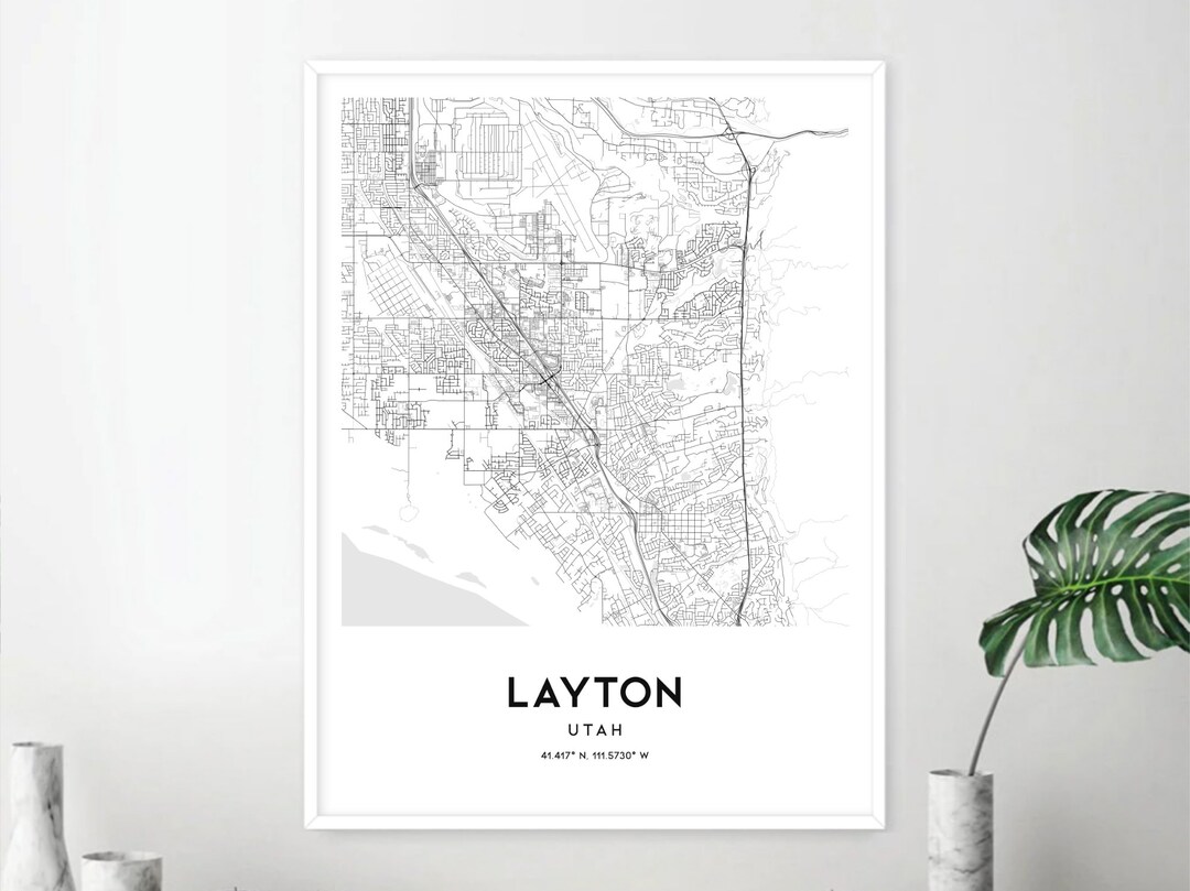 Layton Map Print, Layton Map Poster Wall Art, Ut City Map, Utah Print ...