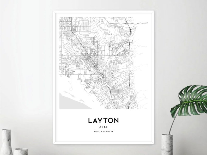 Layton Map Print, Layton Map Poster Wall Art, Ut City Map, Utah Print ...