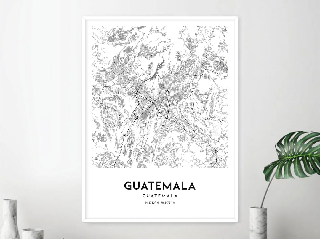 Guatemala Map Print, Guatemala Map Poster Wall Art, Guatemala City Map ...