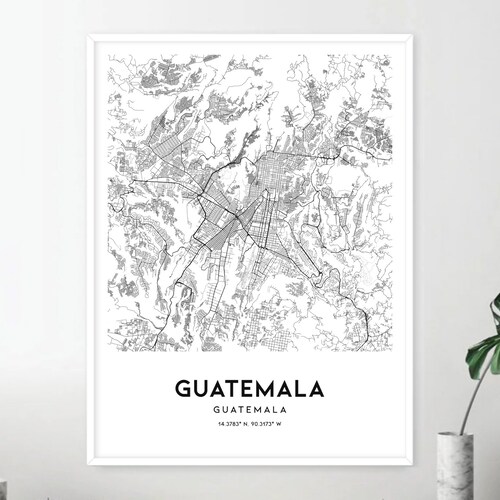 Guatemala Map Print Country Road Map Art Poster Guatemala - Etsy