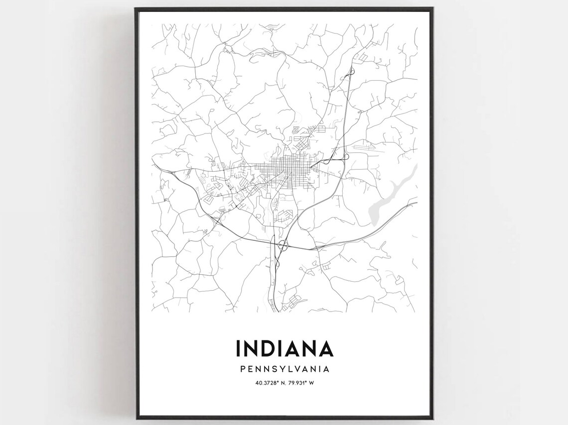 Indiana Map Print Indiana Map Poster Wall Art Pa City Map | Etsy