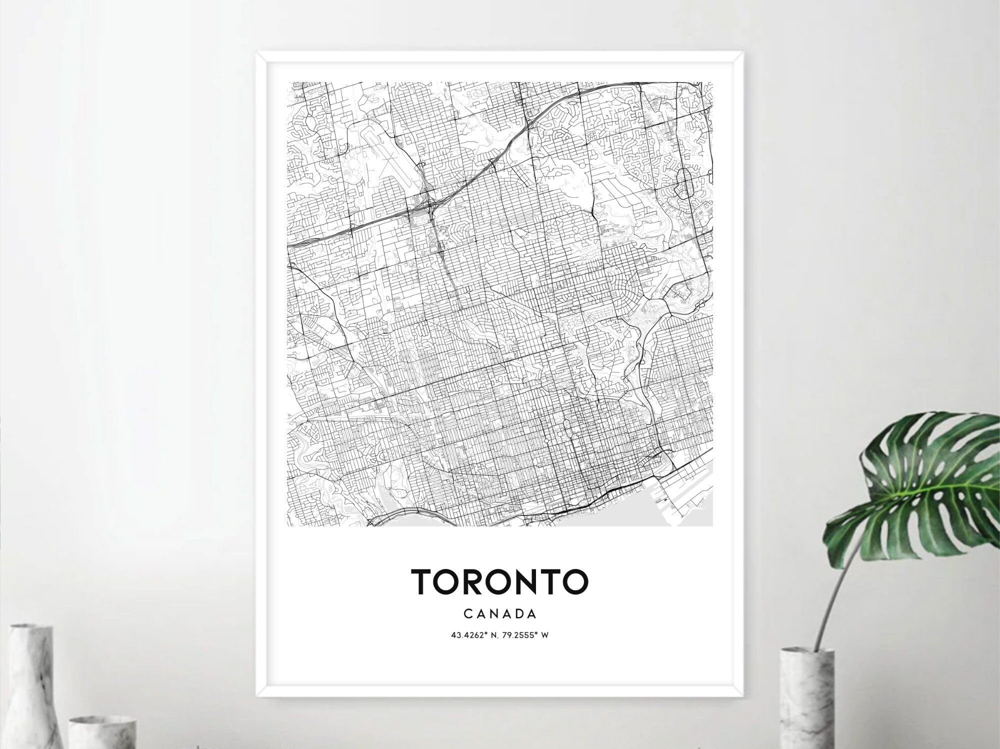 Home & Living Wall Décor Road Map Gift Toronto Map Print Toronto Map ...