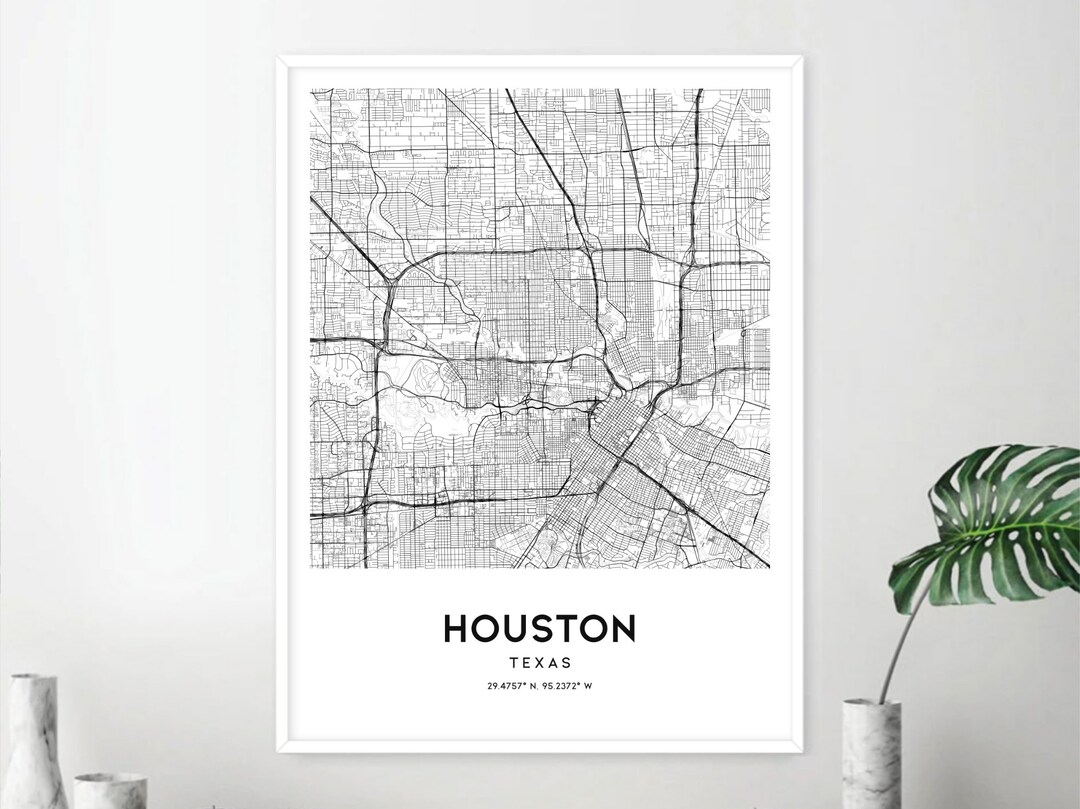 Houston Map Print, Houston Map Poster Wall Art, Tx City Map, Texas ...