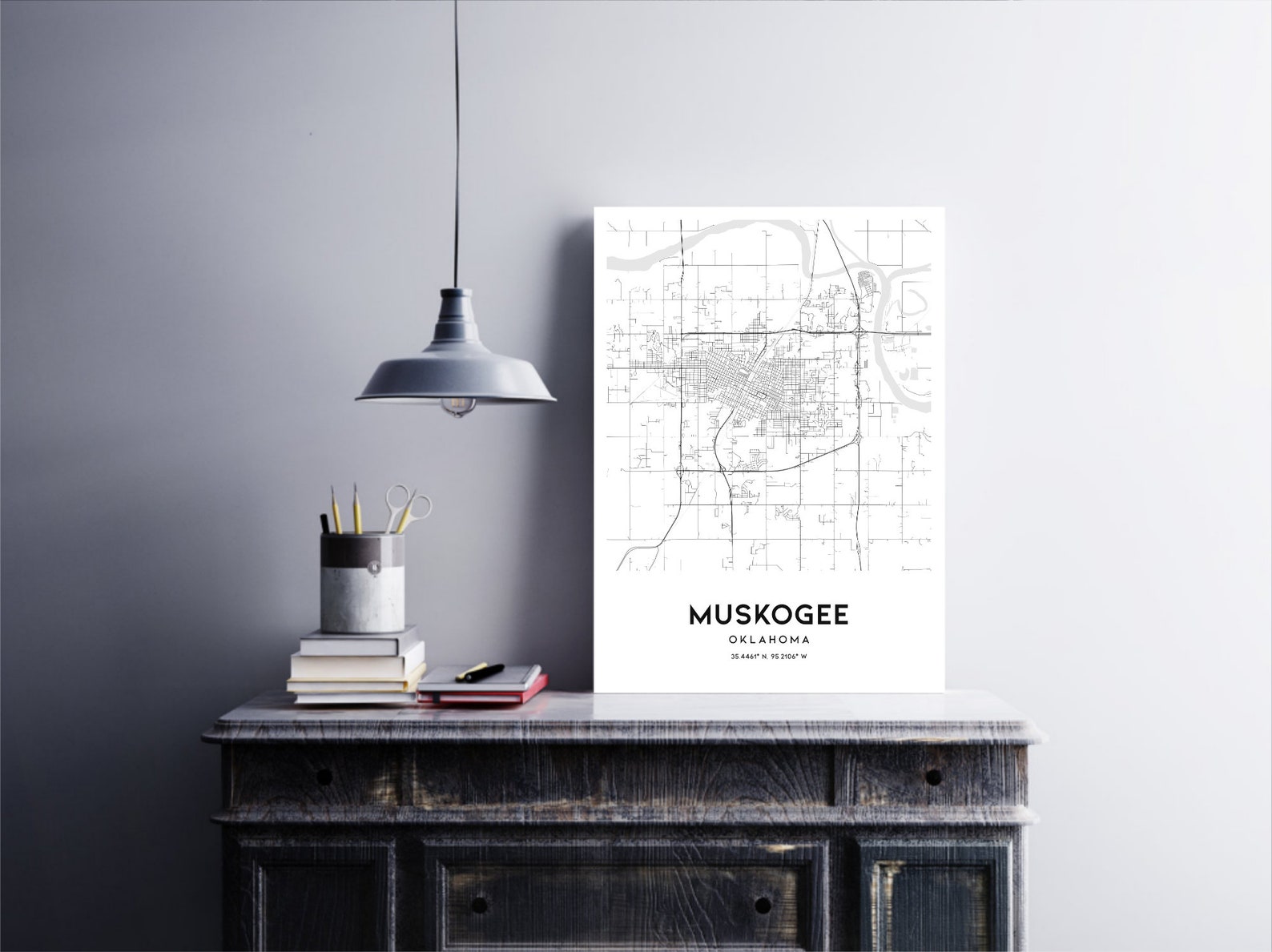 Muskogee Map Print, Muskogee Map Poster Wall Art, Ok City Map, Oklahoma ...