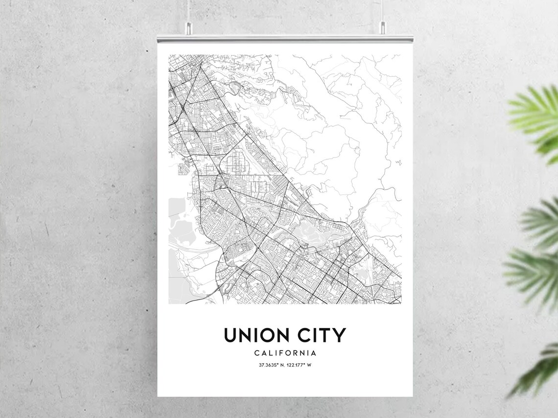 Union City Map Print Union City Map Poster Wall Art Ca City | Etsy