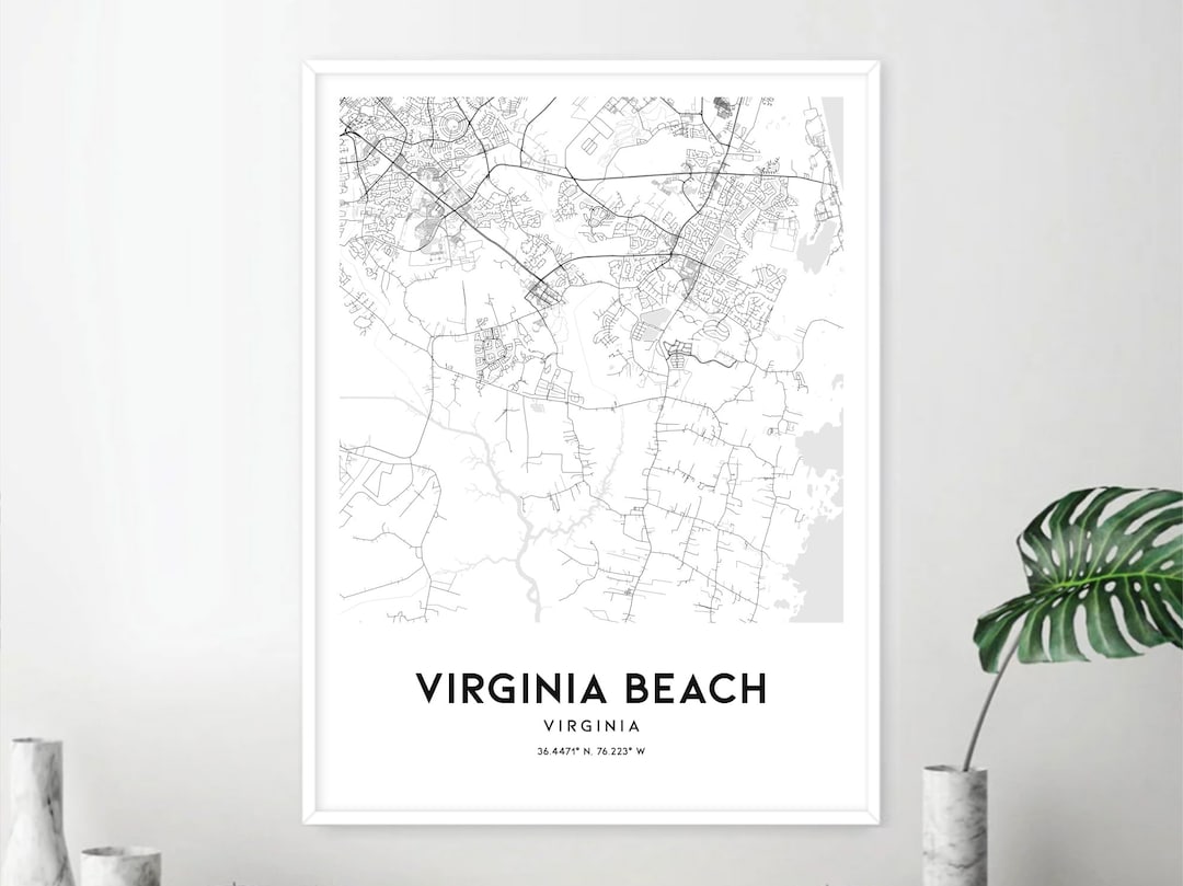 Virginia Beach Map Print, Virginia Beach Map Poster Wall Art, Va City ...