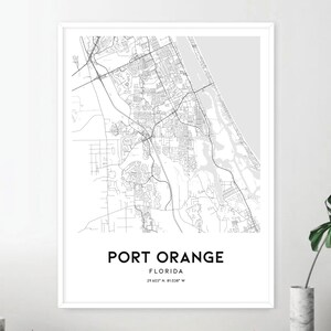Port Orange Map Print Port Orange Map Poster Wall Art Fl - Etsy