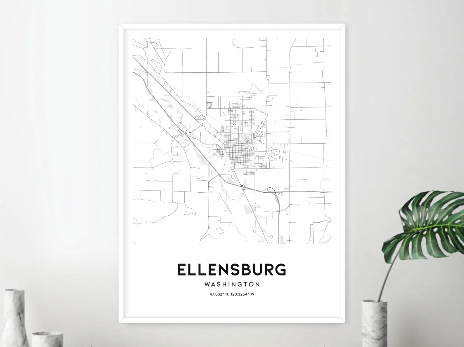 Ellensburg Map Print, Ellensburg Map Poster Wall Art, Wa City Map ...