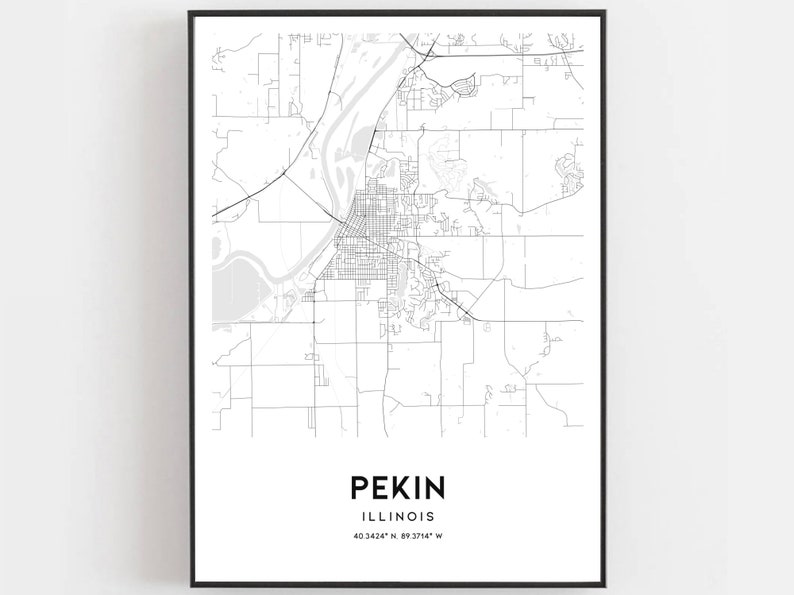 Pekin Map Print Pekin Map Poster Wall Art Il City Map | Etsy