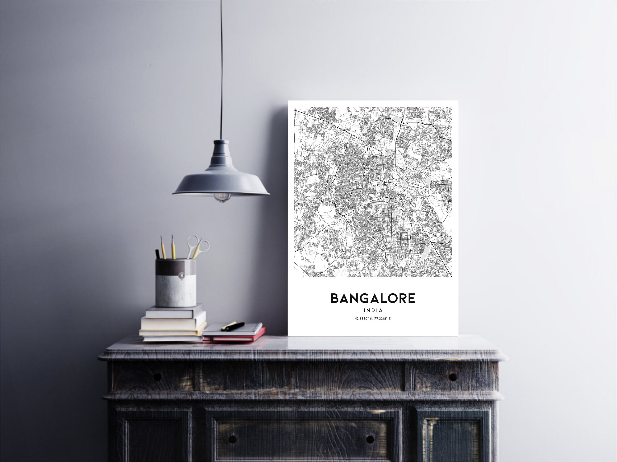 Bangalore Map Print, Bangalore Map Poster Wall Art, Bangalore City Map ...