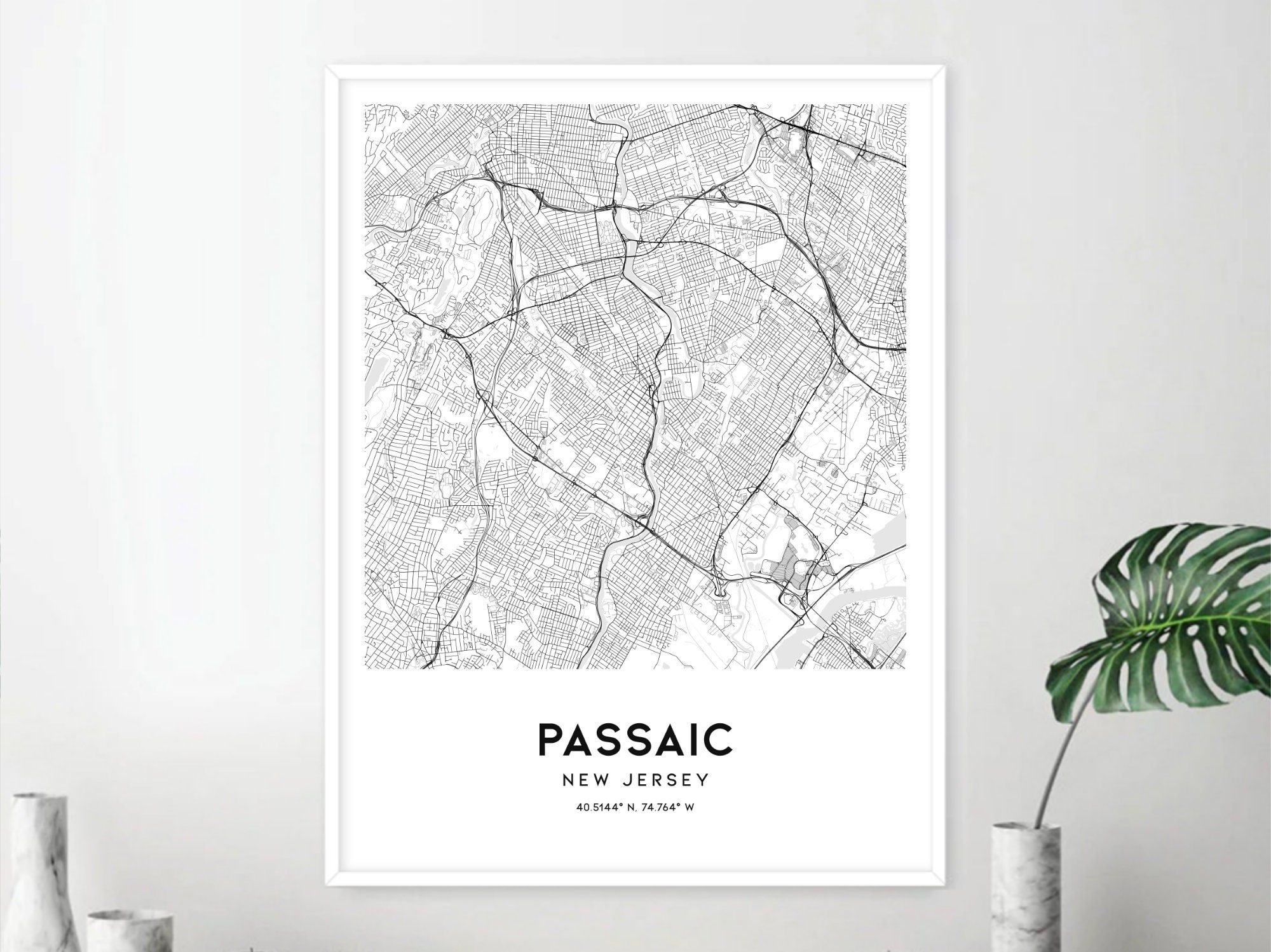 Passaic City Map Passaic NJ Map Passaic Map Print Modern Map Poster ...