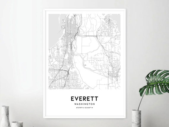 Everett Map Print Everett Map Poster Wall Art Wa City Map - Etsy UK