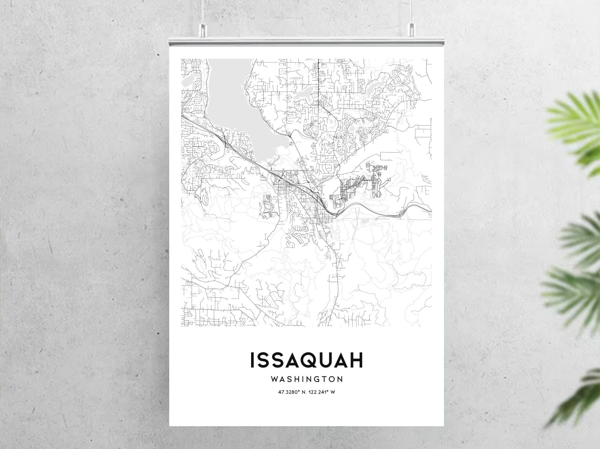 Issaquah Map Print Issaquah Map Poster Wall Art Wa City | Etsy