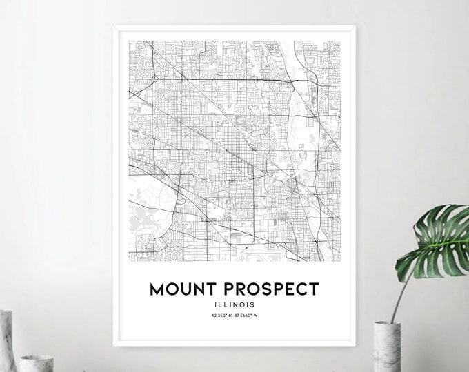 Mount Prospect Map Print, Mount Prospect Map Poster Wall Art, Il City ...