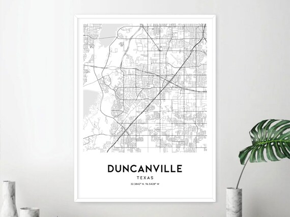 Duncanville Map Print Duncanville Map Poster Wall Art Tx | Etsy