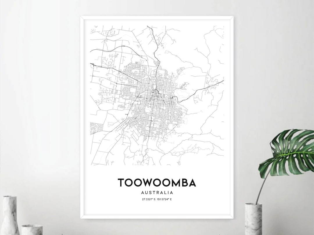 Toowoomba Map Print, Toowoomba Map Poster Wall Art, Toowoomba City Map ...