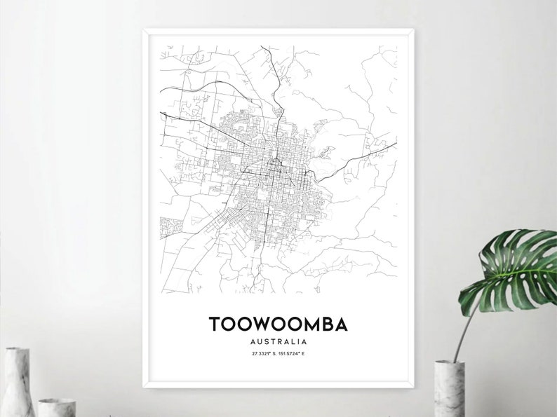 Toowoomba Map Print, Toowoomba Map Poster Wall Art, Toowoomba City Map ...
