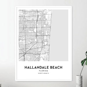 Hallandale Beach Map Print Hallandale Beach Map Poster Wall - Etsy